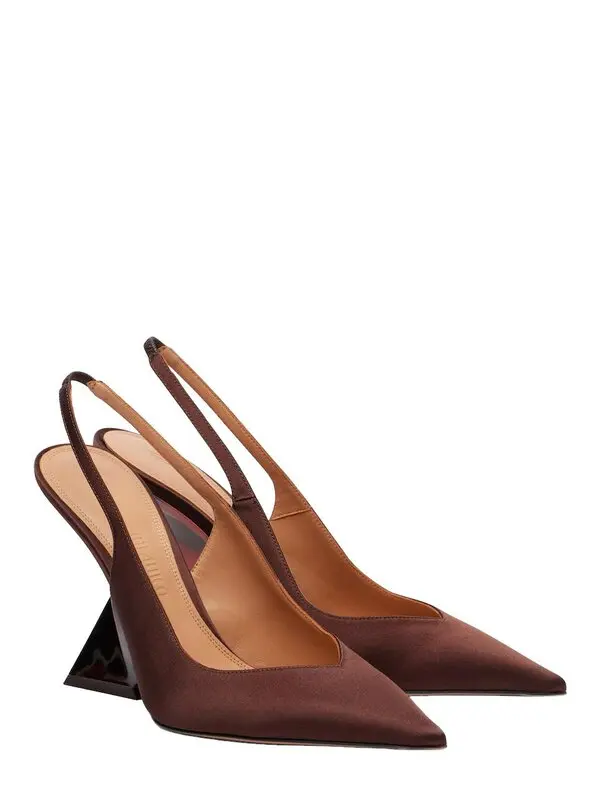Attico Satin Slingback Wedges - Brown