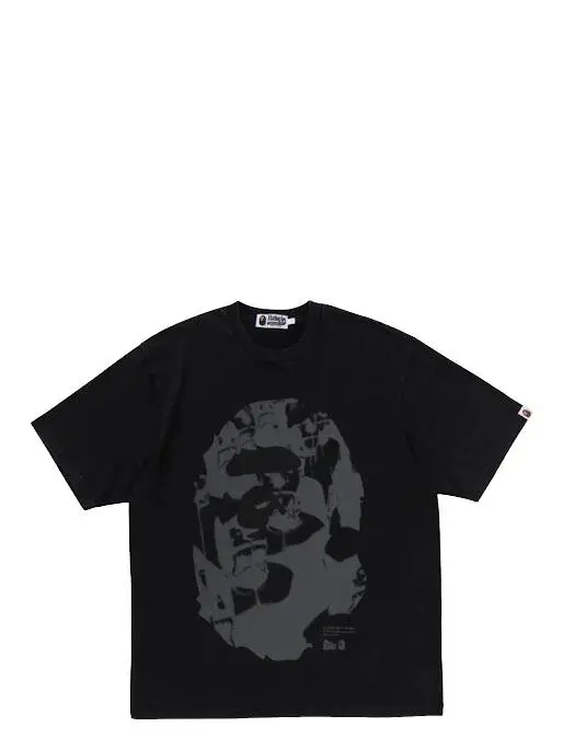 A BATHING APE Ape Head Heavy Washed Relaxed Fit Tee Shirt - Black