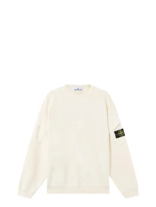 Stone Island 6100008 Brushed Organic Cotton Fleece Sweatshirt - Ivory