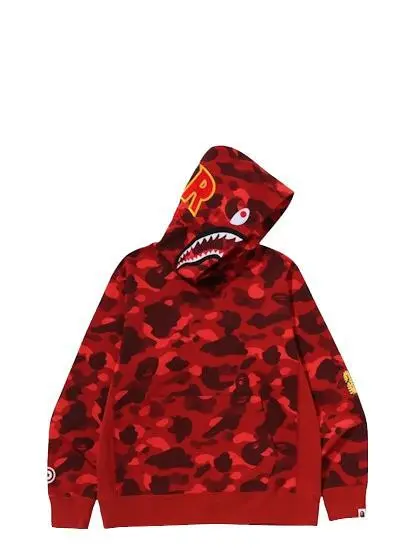 BAPE Camo Shark Pullover Hoodie - Red