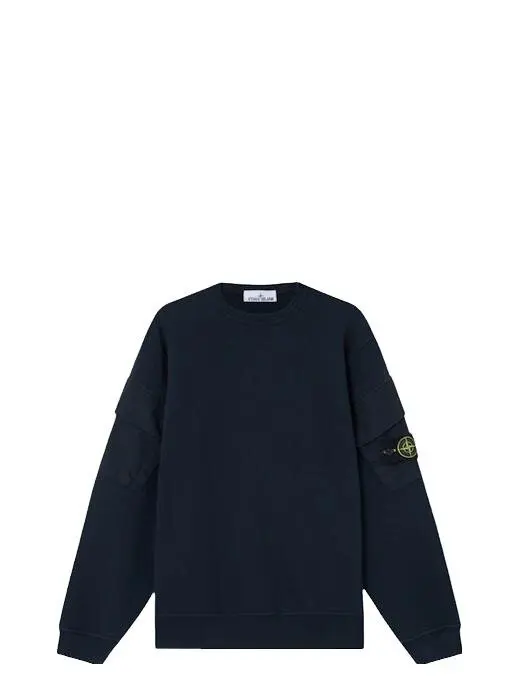 Stone Island 6100008 Brushed Organic Cotton Fleece Sweatshirt - Navy Blue