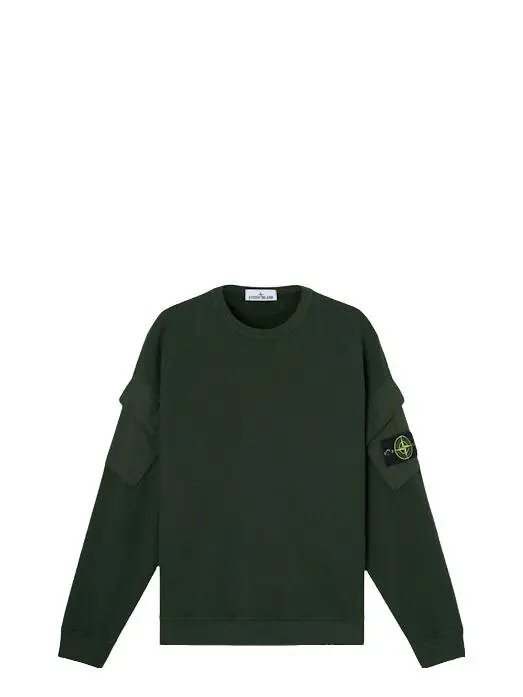 Stone Island 6100008 Brushed Organic Cotton Fleece Sweatshirt - Juniper