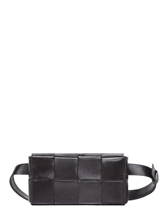 Bottega Veneta Cassette Belt Bag Mini Intreccio - Black