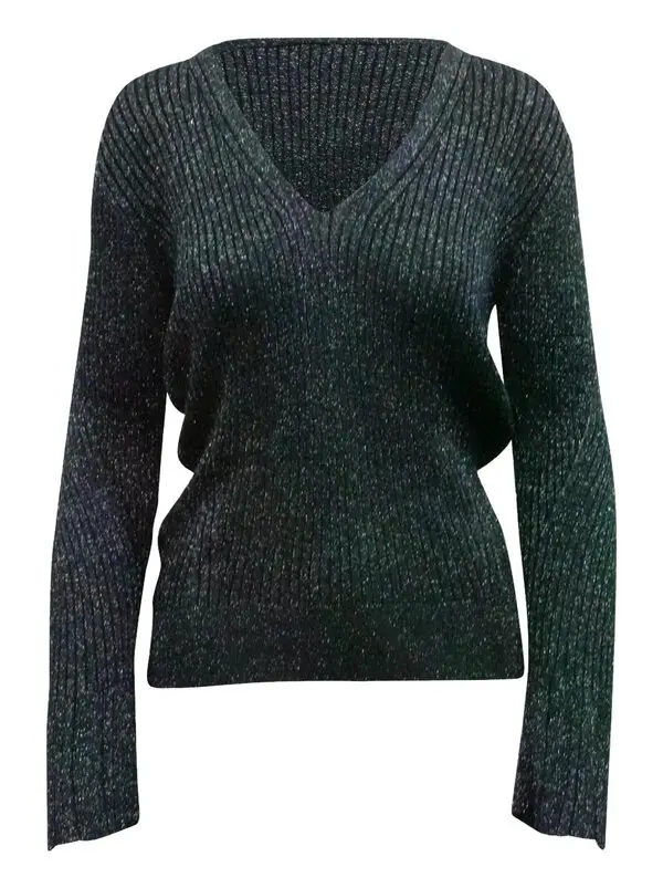 Chloé Ribbed Metallic-thread Sweater - Blue