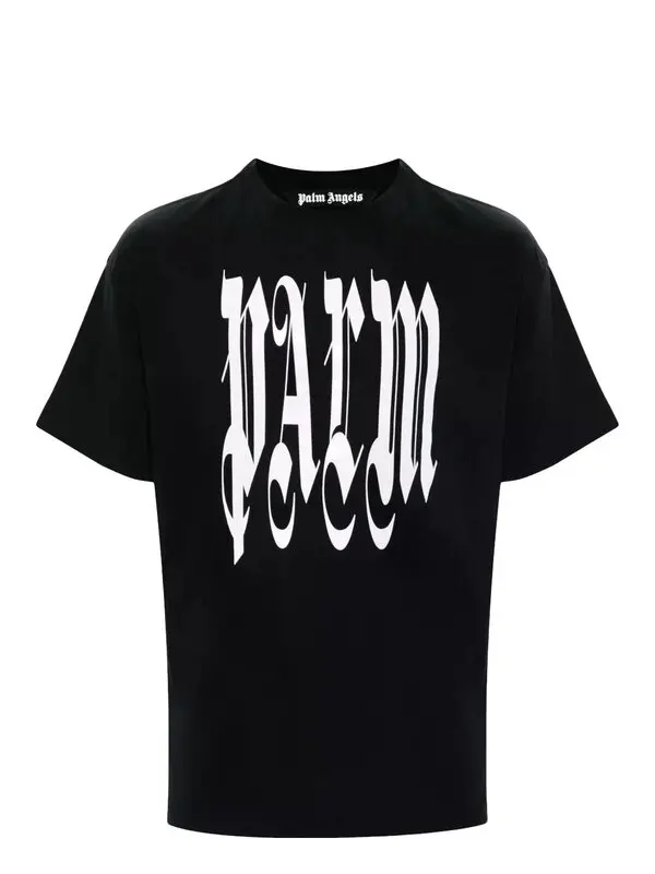 Palm Angels Gothic Logo-print T-shirt - Black