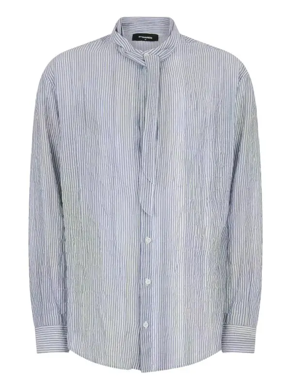 Dsquared2 Tie Dropped Shoulder Linen Shirt - Blue