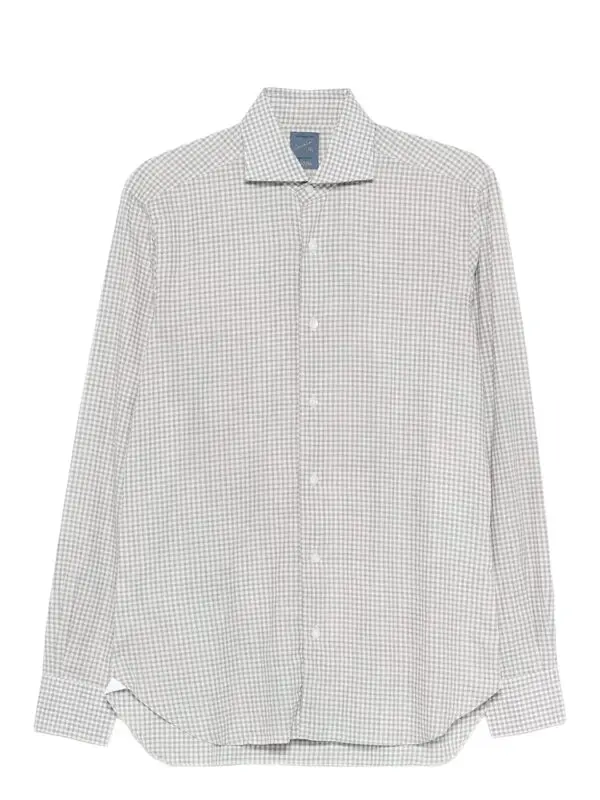 BARBA NAPOLI Gingham-pattern Button-up Shirt - White