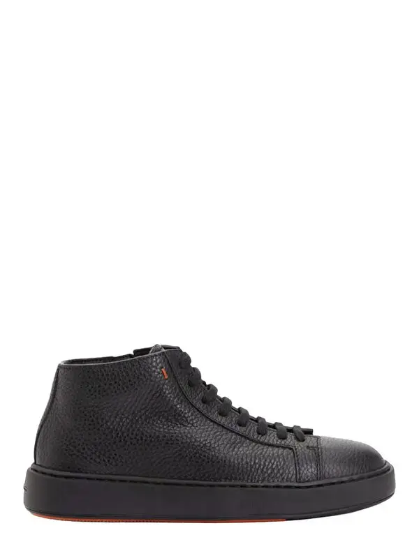Santoni Leather High-top Sneakers - Black
