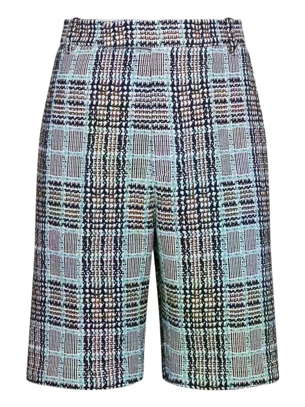 Thom Browne Check-pattern Tweed-effect Shorts - Blue
