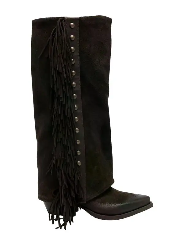 METISSE 55mm Fringe-detail Boots - Brown