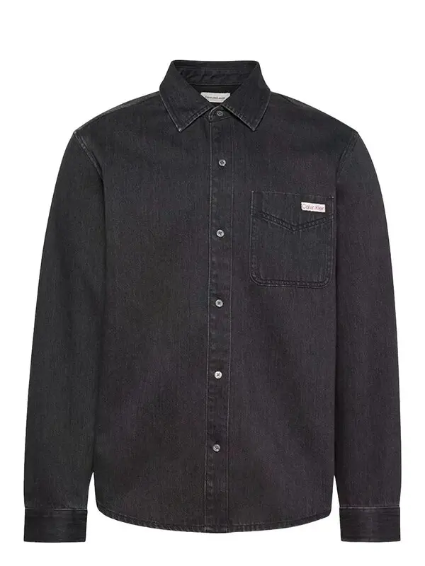 Calvin Klein Pocket Long-sleeve Denim Shirt - Black