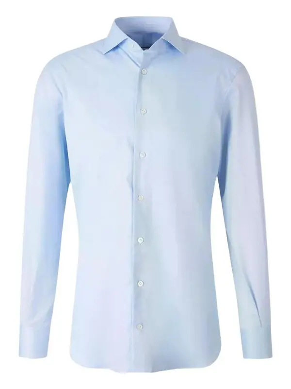 ATELIER MUNRO Buttoned Ribbed Dress Shirt - Blue