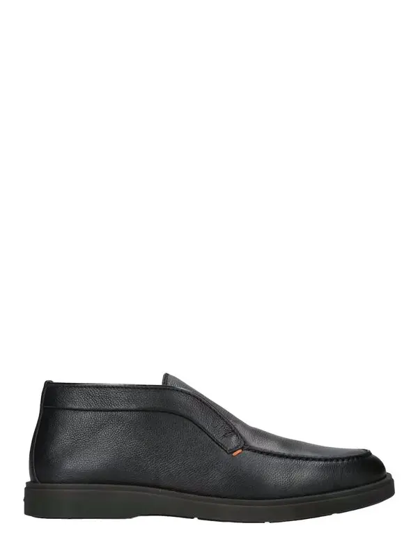 Santoni Leather Slip-on Loafers - Black