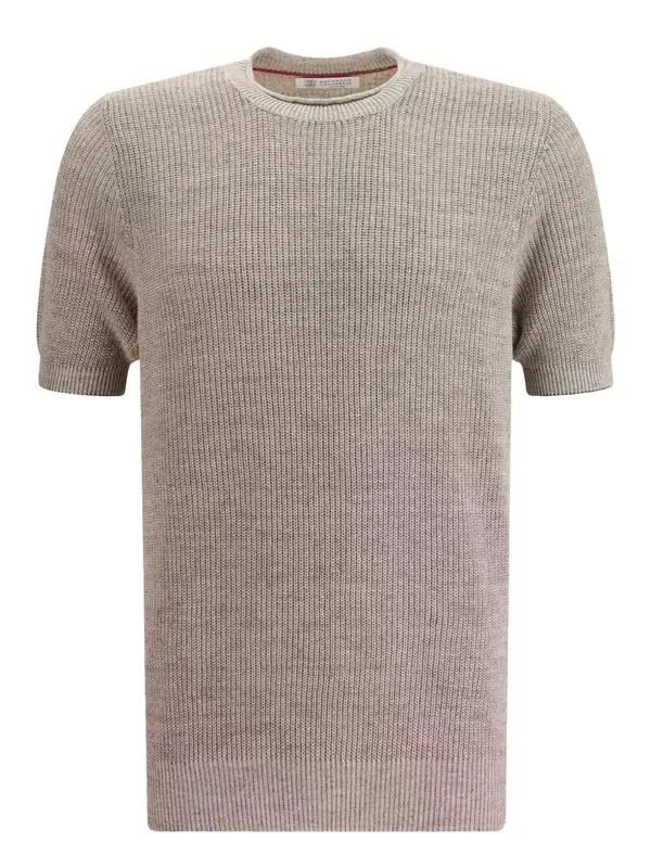 Brunello Cucinelli Short-sleeve Knitted T-shirt - Neutrals