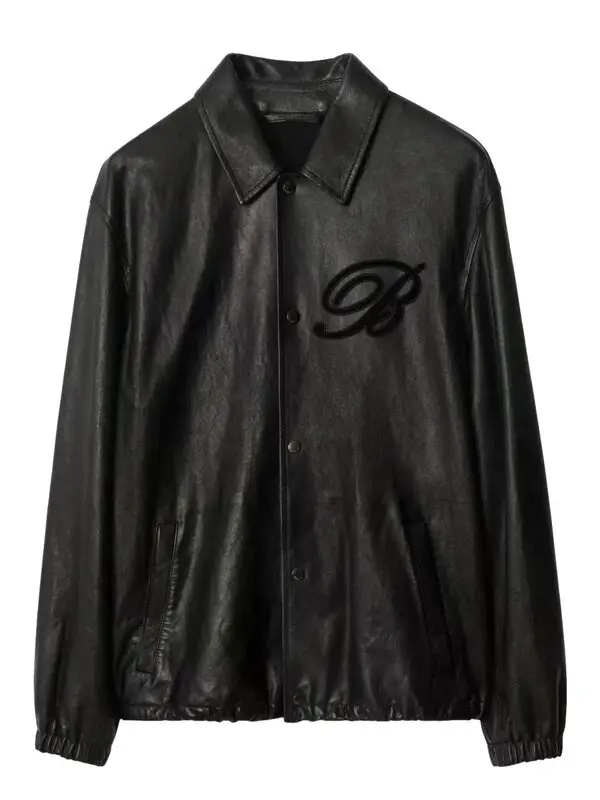 Burberry Cursive Logo Leather Overshirt - Black