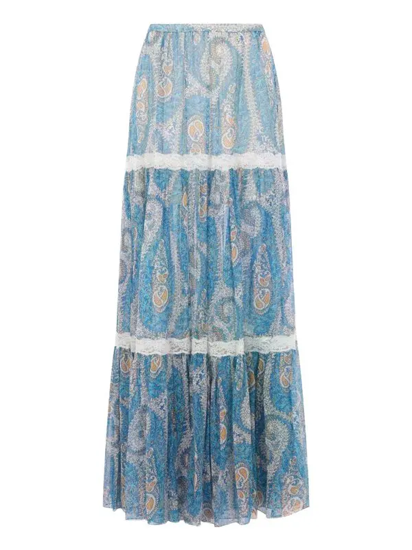 Etro Paisley Lace Maxi Skirt - Blue