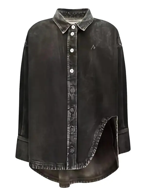Attico Asymmetric Denim Shirt - Grey