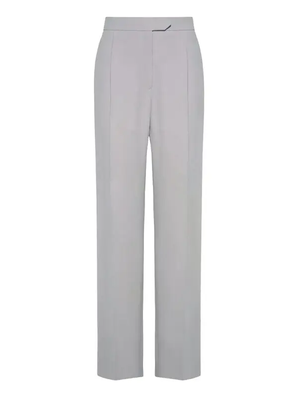 ANOUKI Pleated Straight Leg Trousers - Grey