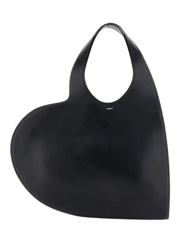Coperni Heart Cut-out Leather Shoulder Bag - Black