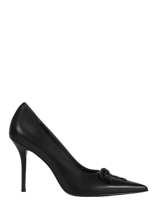POTAMY 100mm Pointed Pumps With Lace-up Detail - Black