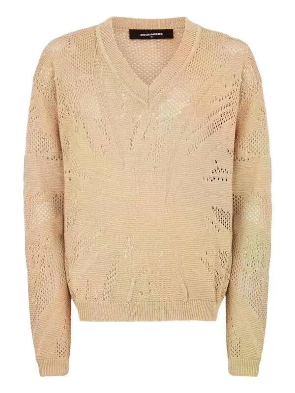 Dsquared2 Openwork V-neck Sweater - Neutrals