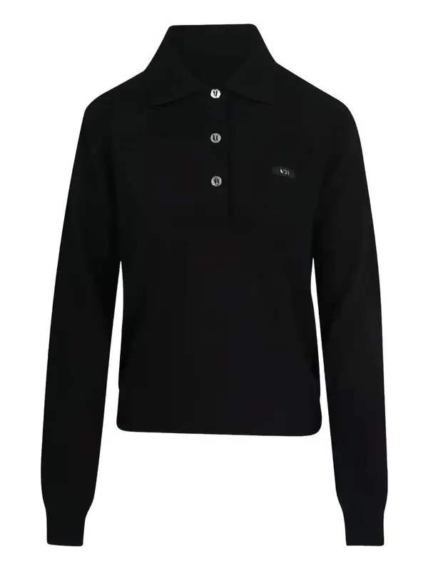 N°21 Buttoned Long-sleeve Polo Top - Black