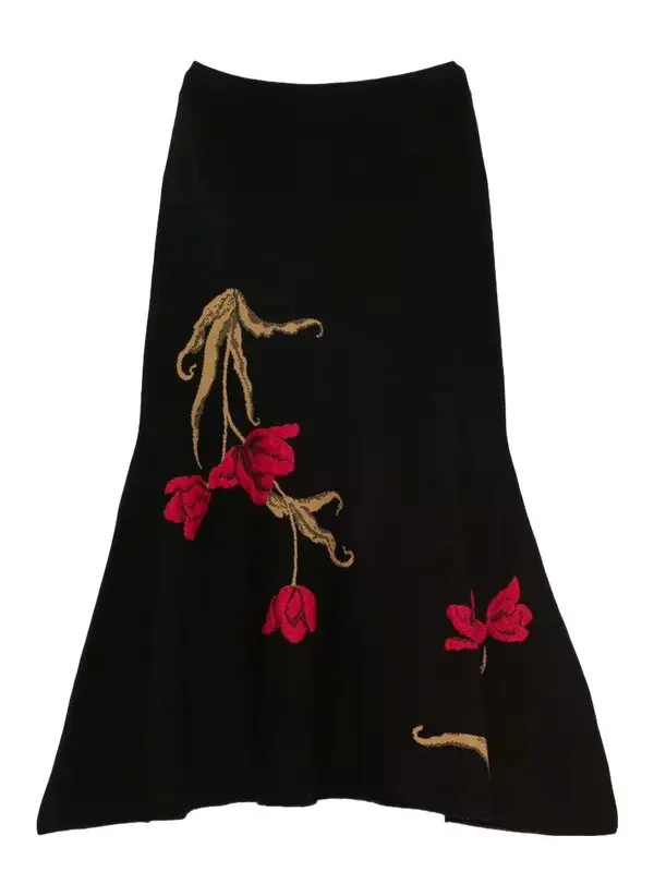 Erdem Floral-motif Knitted Midi Skirt - Black