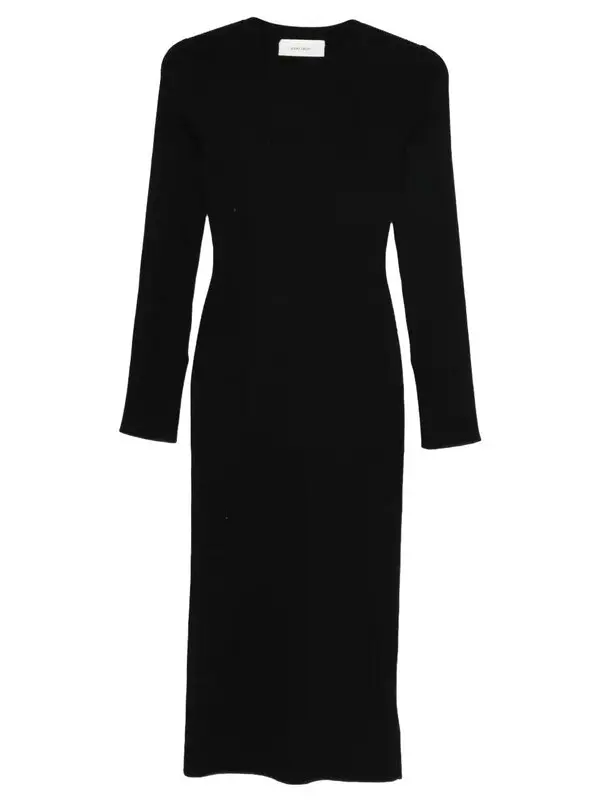 IVORY PARIS Long-sleeve Midi Dress - Black