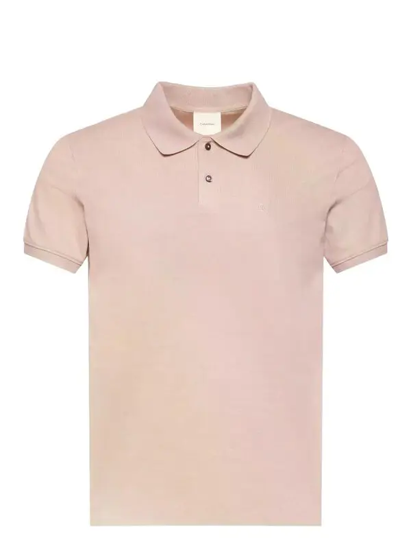 Calvin Klein Buttoned Embroidered-logo Polo Shirt - Neutrals