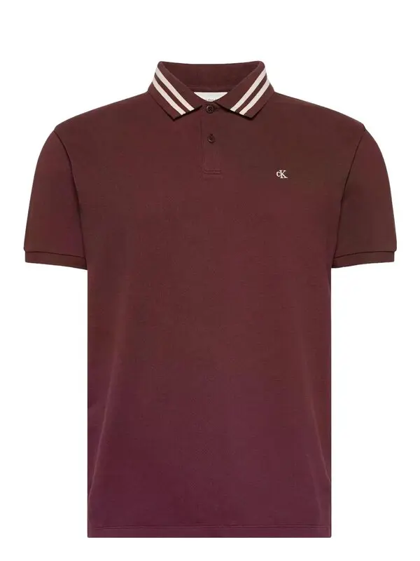 Calvin Klein Striped-collar Polo Shirt - Red