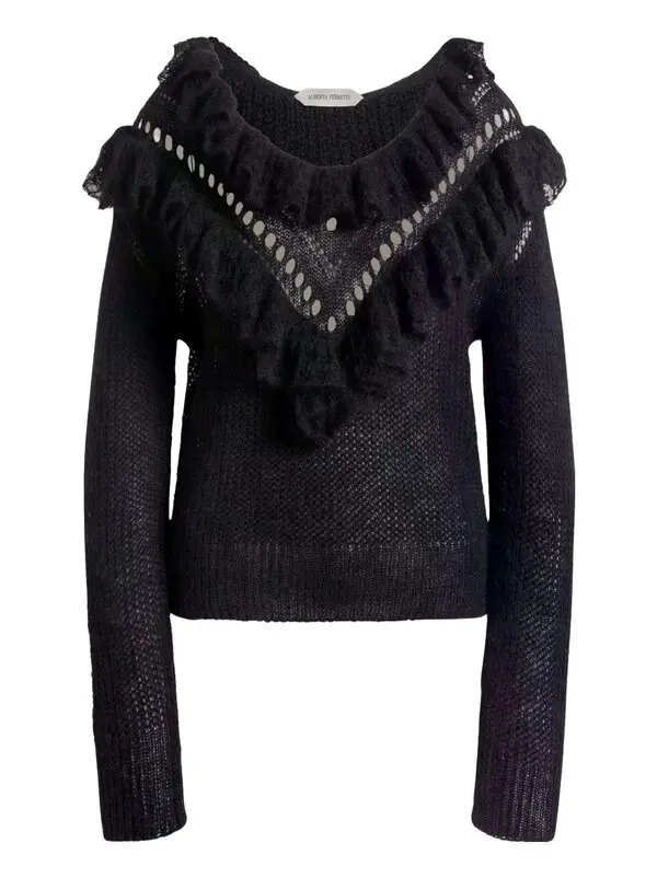 Alberta Ferretti Ruffled Knitwear - Black