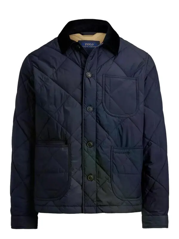 Polo Ralph Lauren Quilted Jacket With Corduroy Collar - Blue