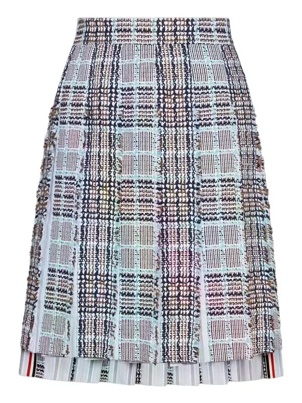 Thom Browne Plaid Pleated Midi Skirt - Blue