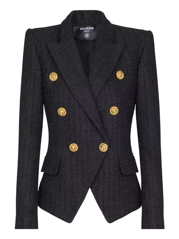 Balmain Six-button Tweed Blazer - Black