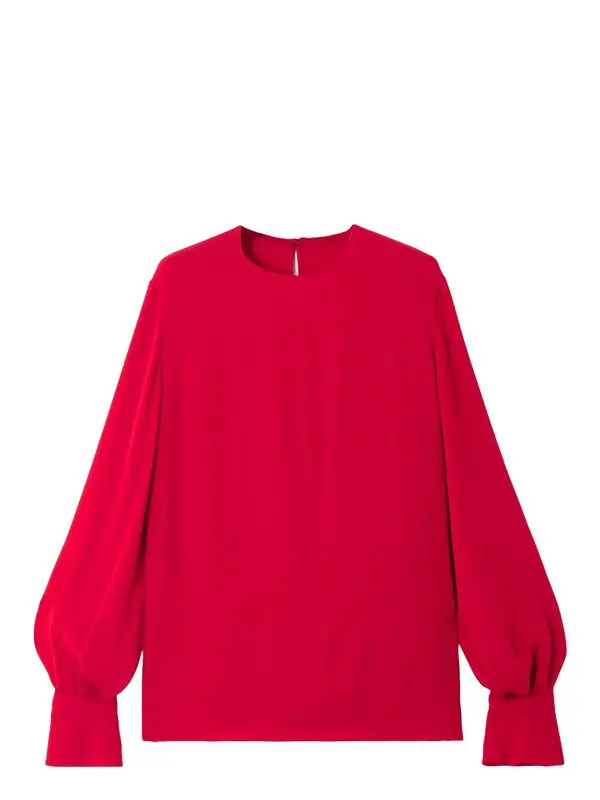 Valentino Garavani Ruffled Silk Blouse - Red