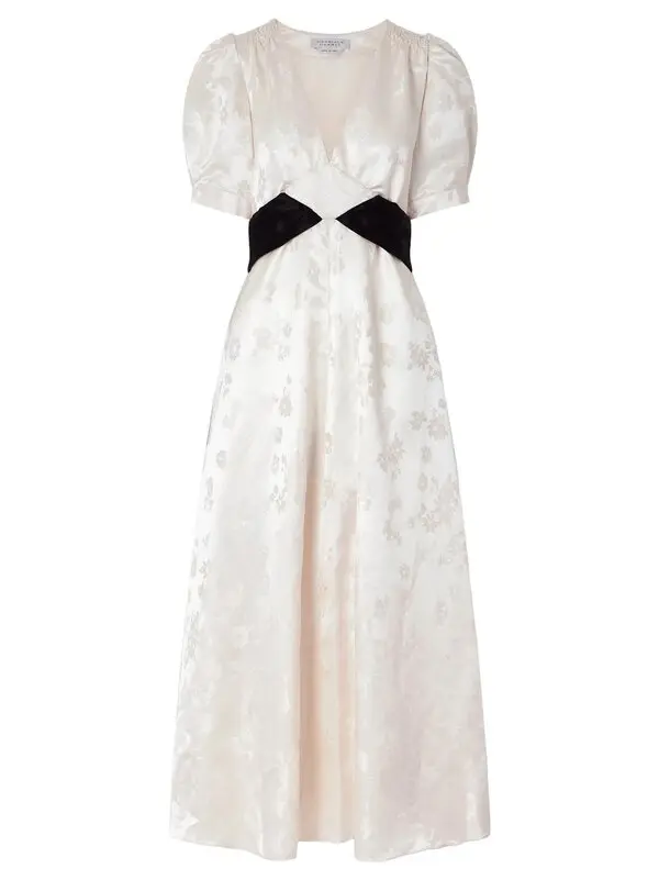 Gabriela Hearst Larkin Belted Floral-jacquard Silk-satin Maxi Dress - Ivory