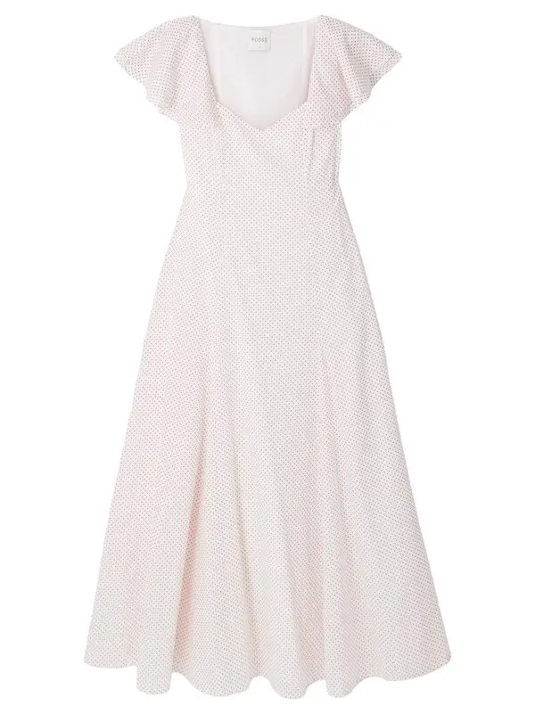 Posse Marlowe Ruffled Polka-dot Midi Dress - Neutrals