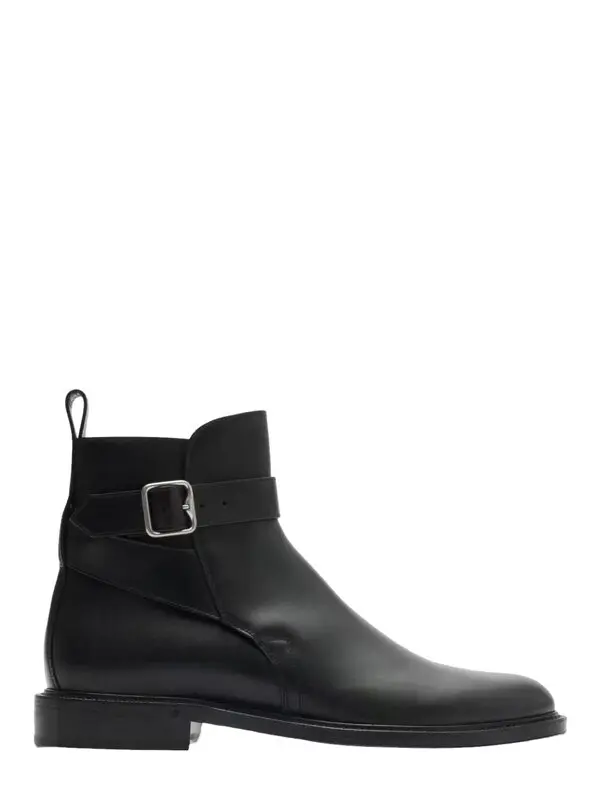 Burberry Buckle Manor Leather Boots - Black