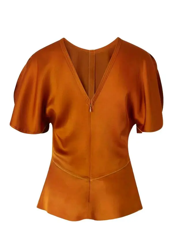 Victoria Beckham V-neck Short-sleeve Blouse - Orange