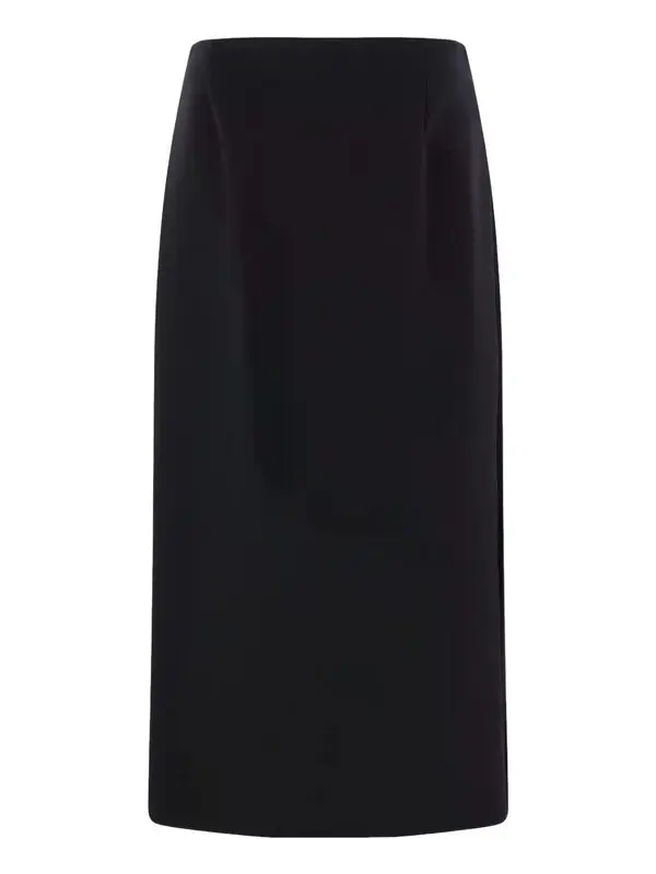 THE ROW Wool Midi Skirt - Black