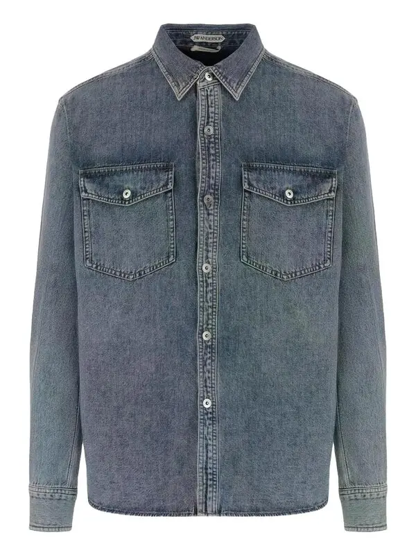 JW Anderson Logo-patch Denim Shirt - Blue