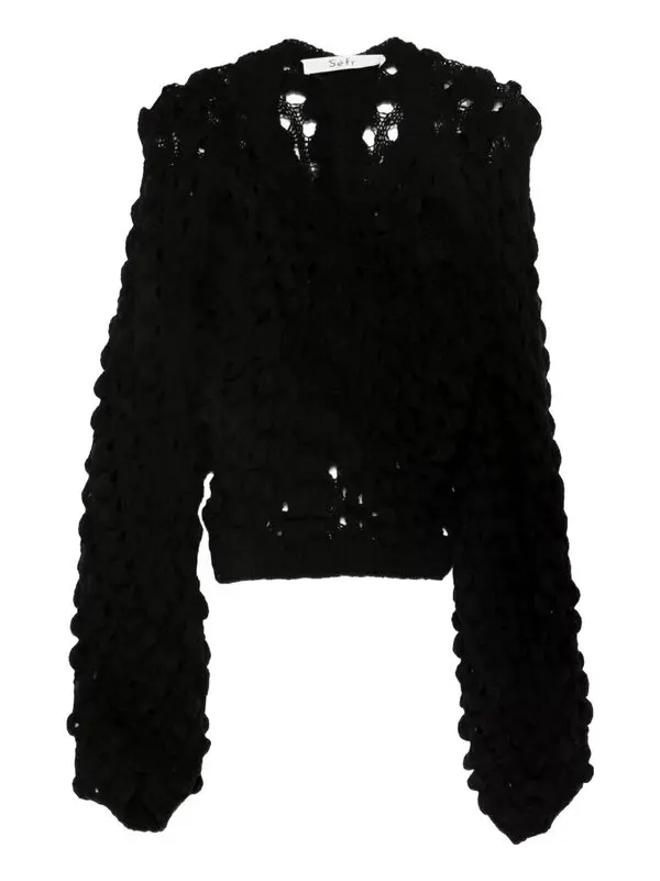 Séfr Luna Open-knit Sweater - Black