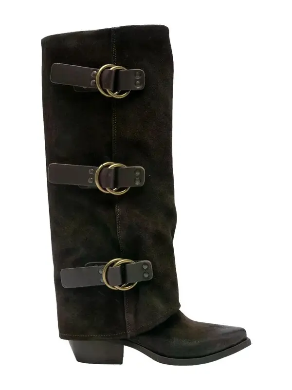 METISSE 55mm Buckle-detail Boots - Brown