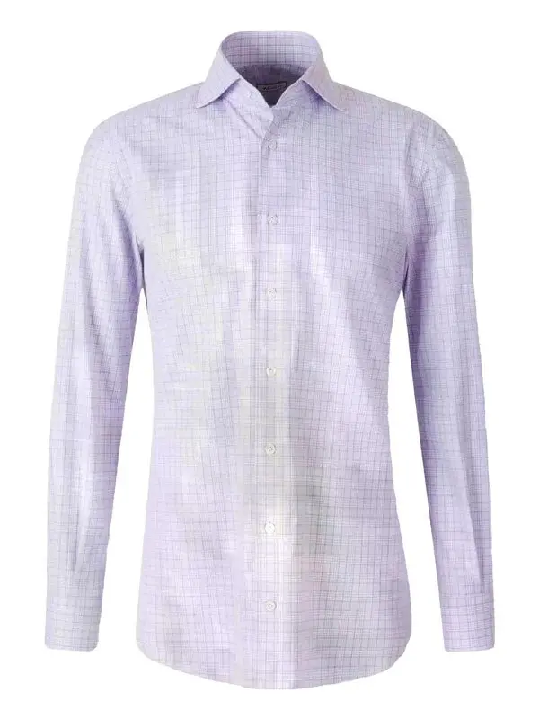 ATELIER MUNRO Buttoned Check Dress Shirt - Purple