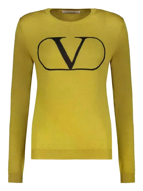 Valentino Garavani Logo-embroidered Crew-neck Sweater - Yellow