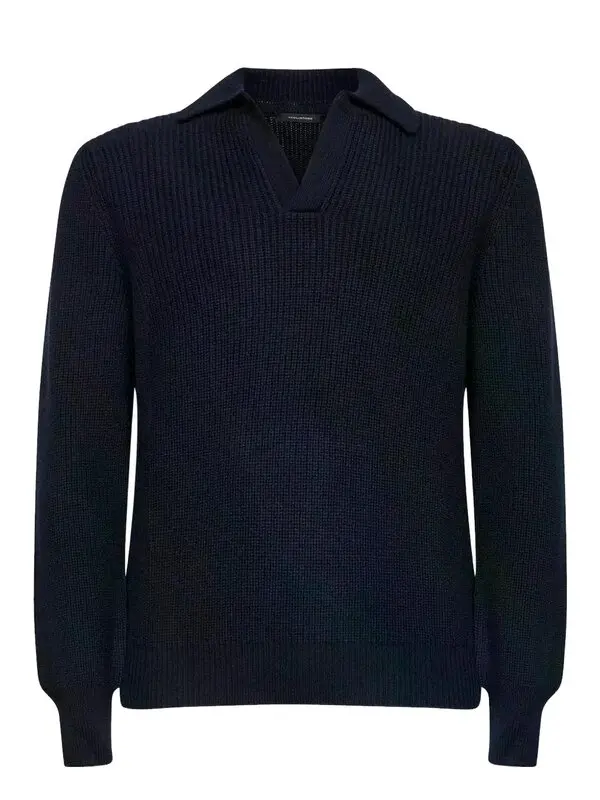 Tagliatore Ribbed Long-sleeve Pullover - Blue