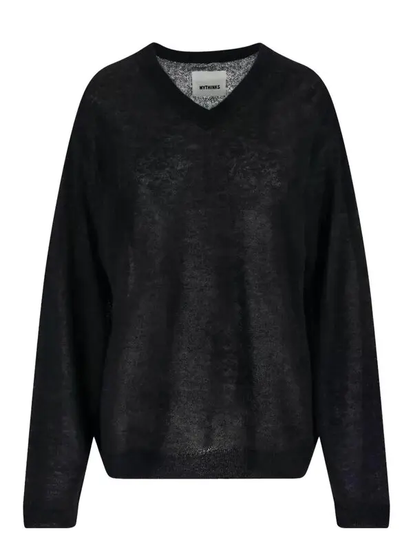 MYTHINKS V-neck Pullover - Black