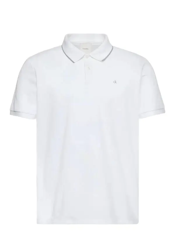 Calvin Klein Trim Logo-detail Polo Shirt - White
