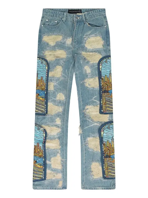 WHO DECIDES WAR BY EV BRAVADO Stained Glass Denim - Blue