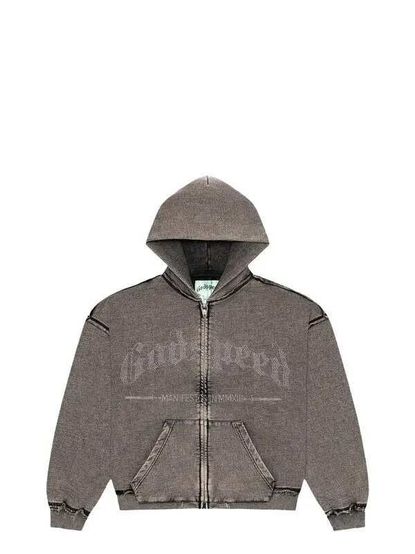 GODSPEED Studded Og Logo Zip-up Hoodie - Grey